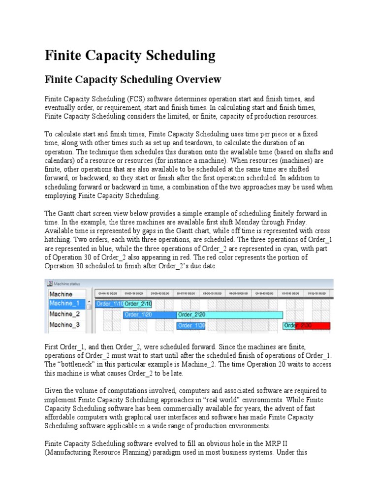 Finite Capacity Scheduling | PDF | Scheduling (Production Processes) | Business Process Management