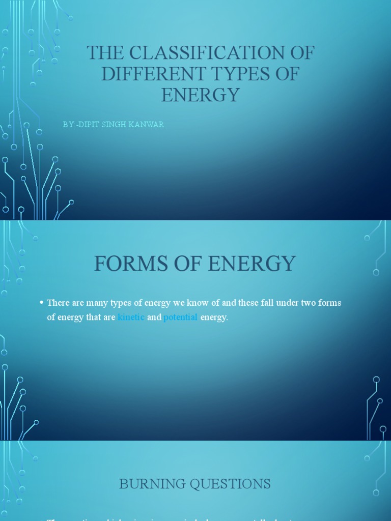 The Classification of Different Types of Energy Dipit | PDF | Atoms ...