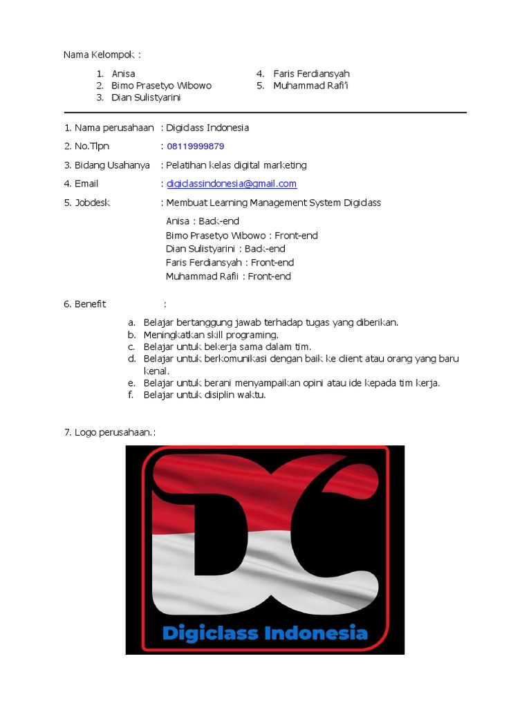 Data Perwakilan PKL Digiclass Indonesia | PDF | Karier & Perkembangan | Bisnis