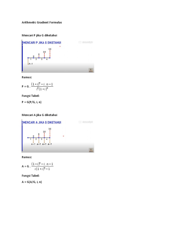 Arithmetic Gradient Formulas | PDF