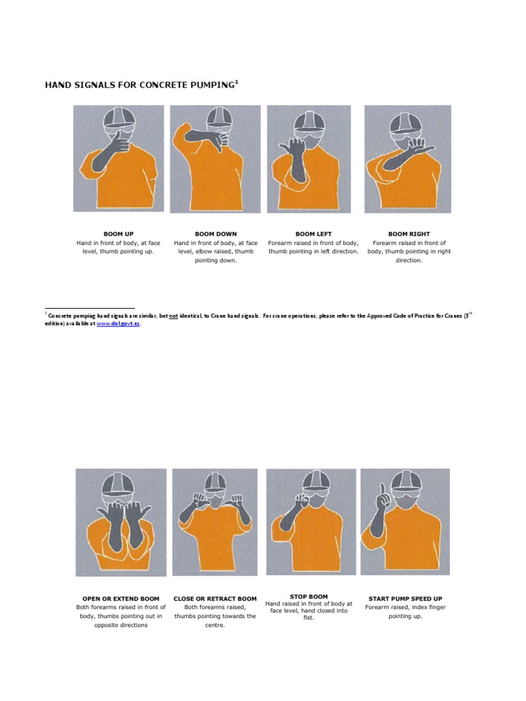 Hand Signals For Concrete Pumping: WWW - Dol.govt - NZ | PDF