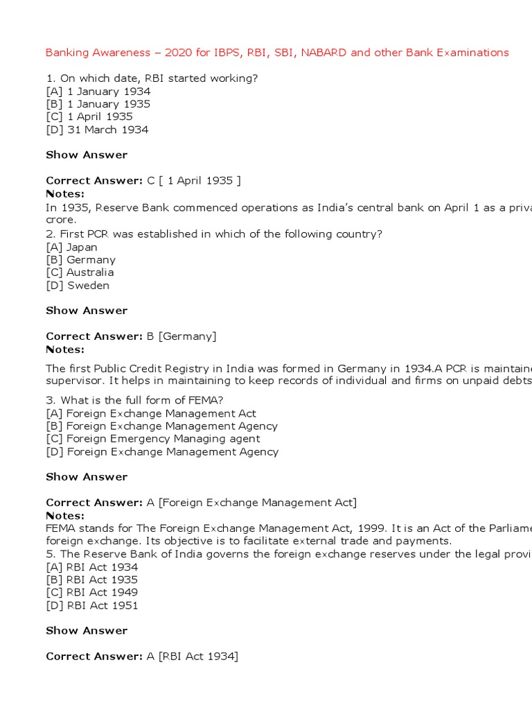 Banking Exams Section | PDF | Non Bank Financial Institution | Reserve ...