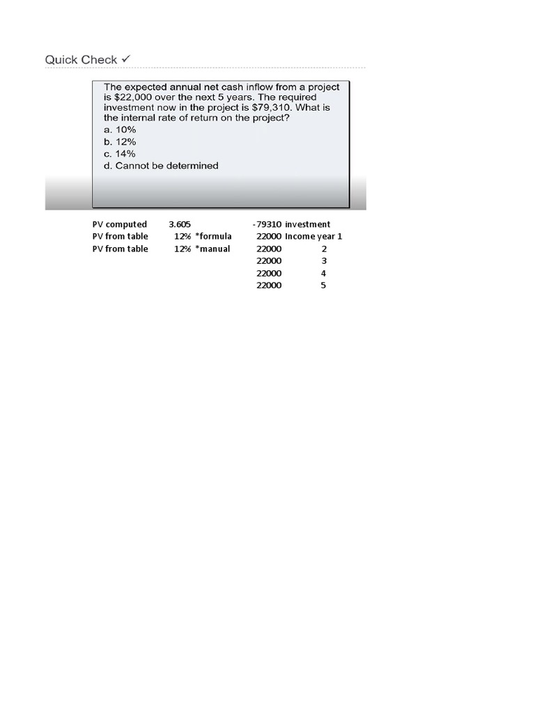 Internal Rate of Return Sample Problem | PDF