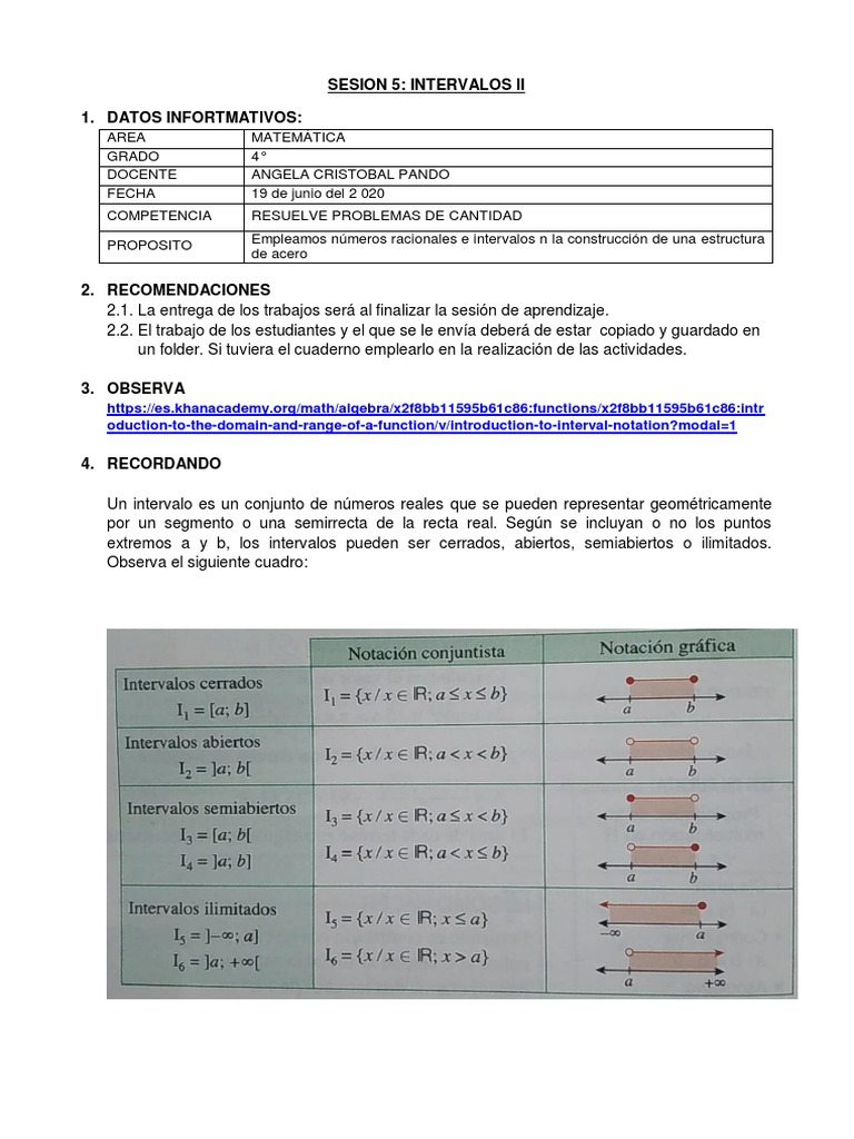 Intervalos Matt | PDF | Intervalo (Matemáticas) | Enseñanza de matemática