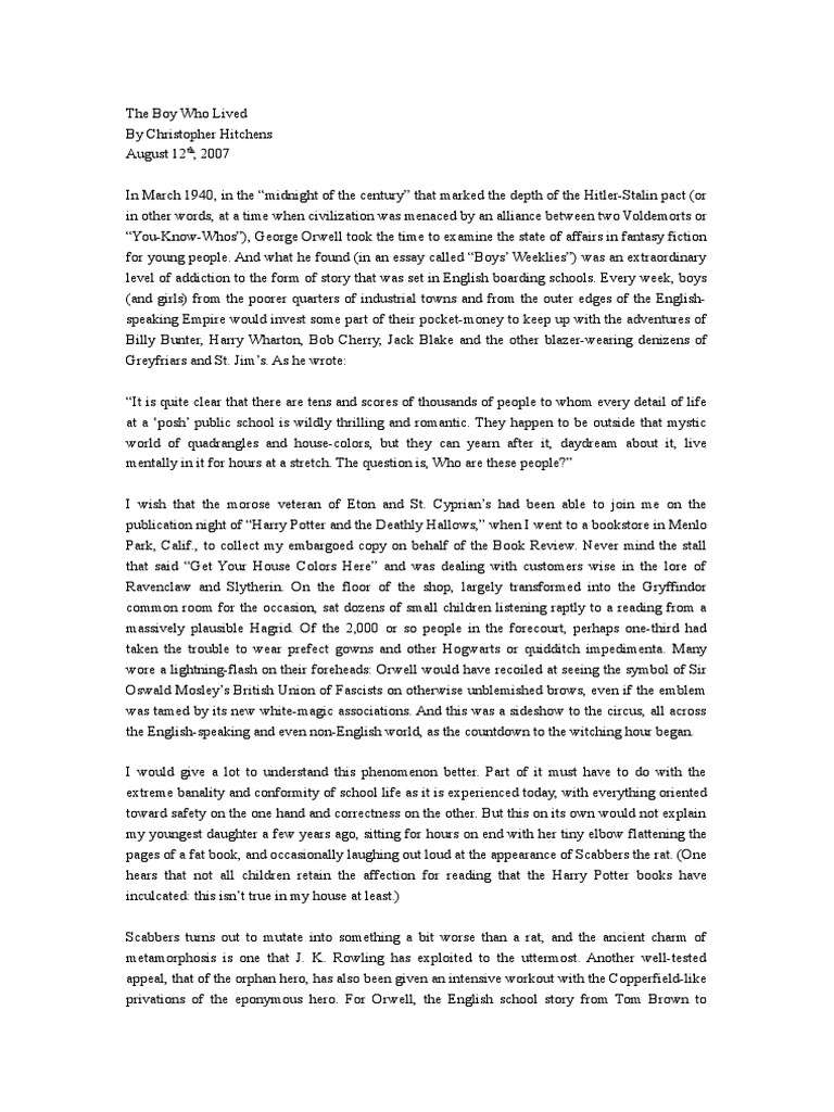Harry Potter-The Boy Who Lived | PDF | Harry Potter | Harry Potter Universe