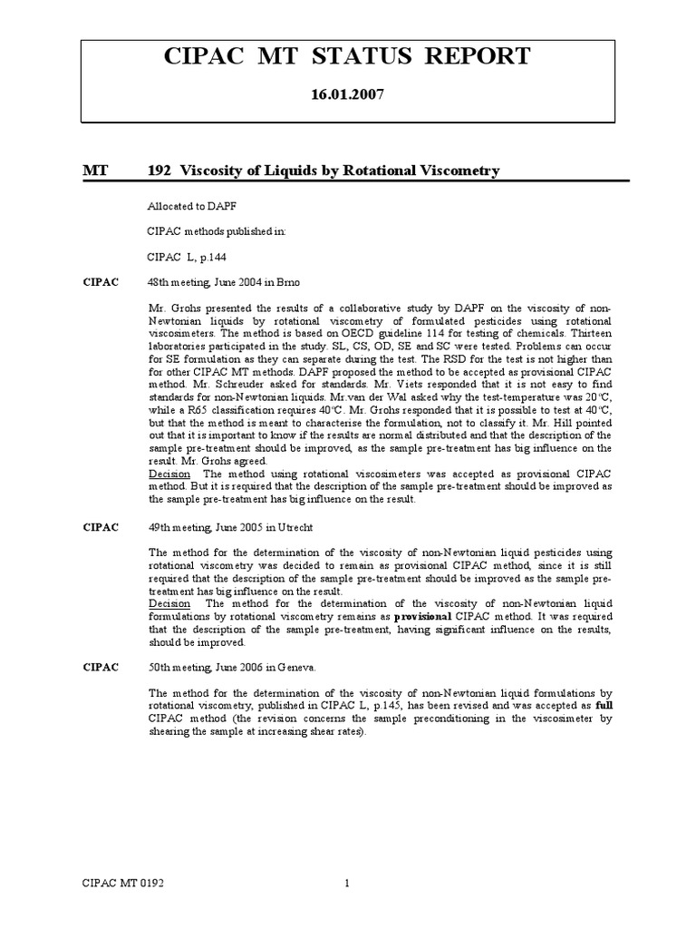 Cipac MT Status Report | Download Free PDF | Continuum Mechanics | Chemical Engineering