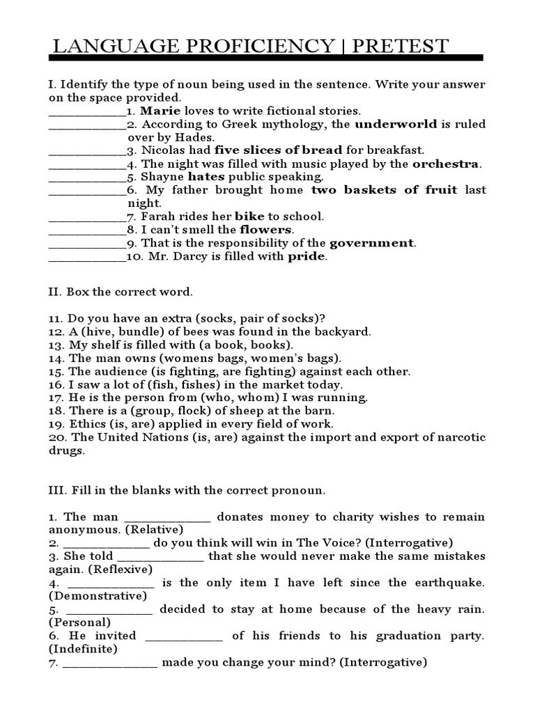 English Grammar Proficiency Test | PDF