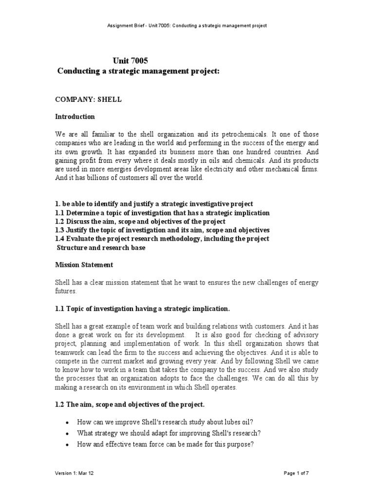 Strategic Management Project | PDF | Strategic Management | Goal