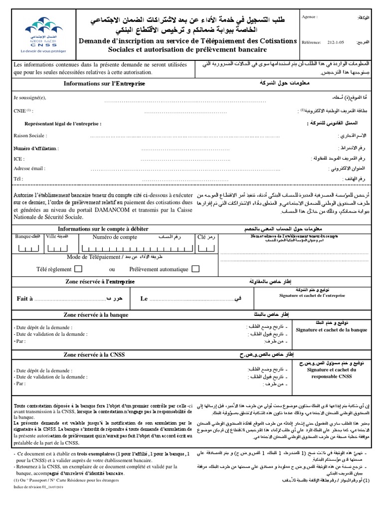 Formulaire D'inscription Au Service Télépaiement de DAMANCOM | PDF