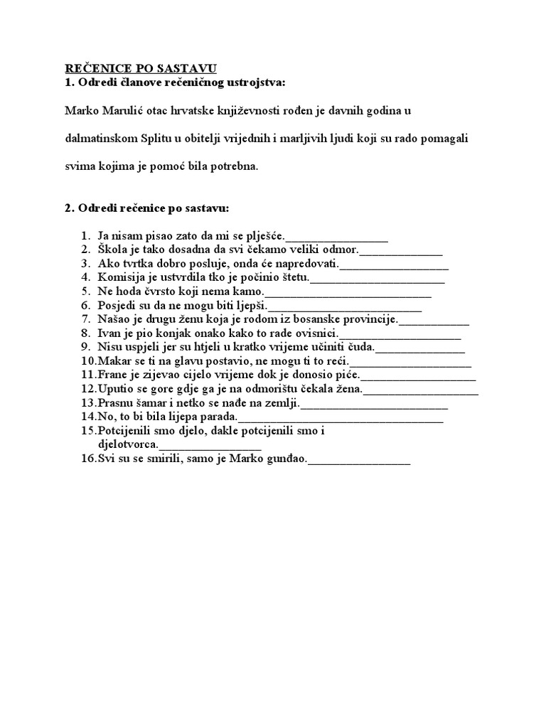 Vrste Rečenica | PDF