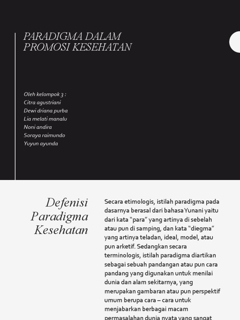 Paradigma Dalam Promosi Kesehatan | PDF | Pengembangan Diri | Kesehatan ...
