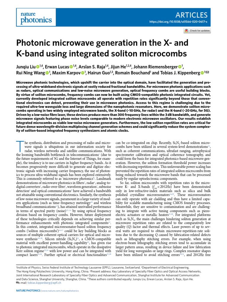 Photonic Microwave Generation in The X-And K-Band Using Integrated ...