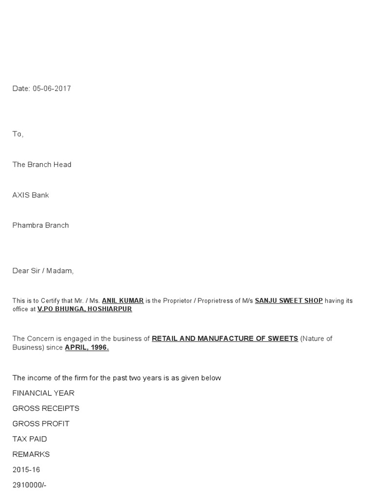 A/C OPG. - CA Certificate - Proprietary Firm: Date: 05-06-2017 | PDF