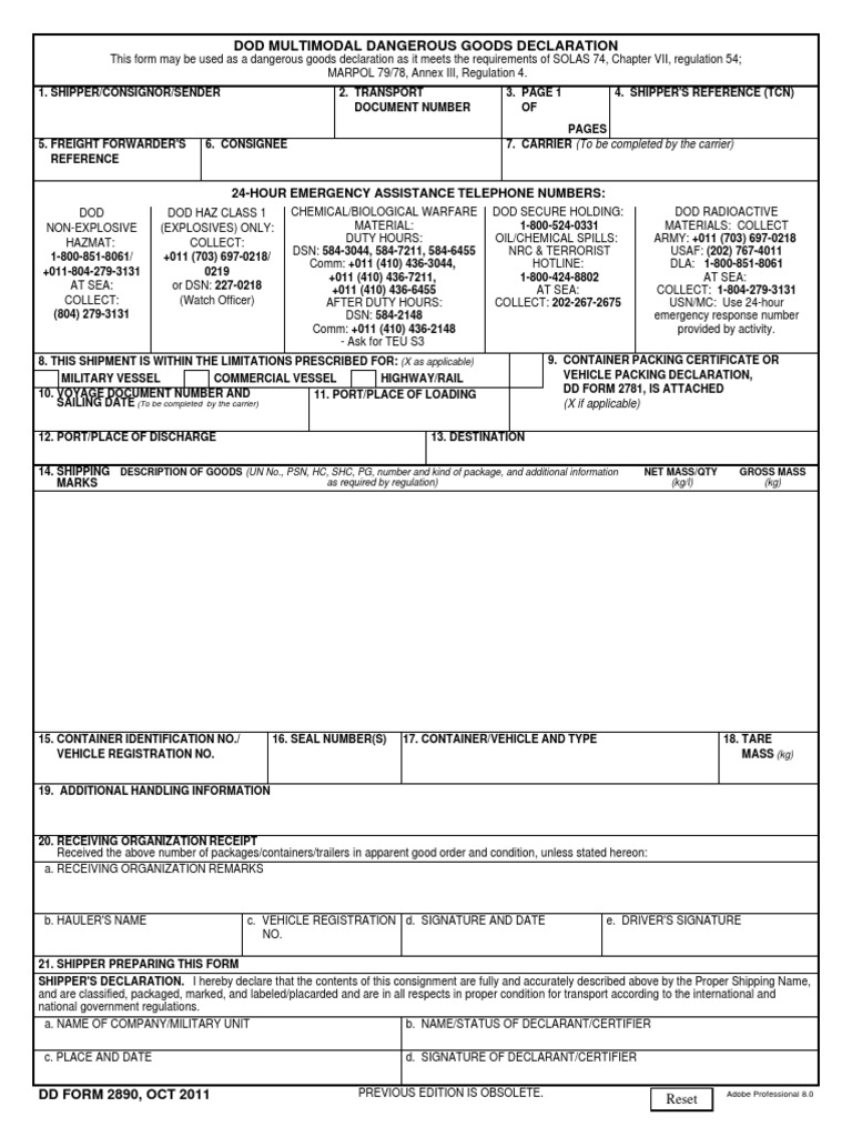 DD 2890 | PDF | Dangerous Goods | Cargo
