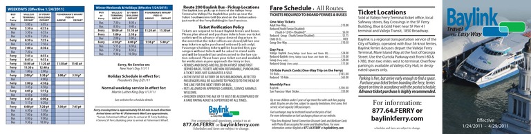 Route 200 Baylink Bus Schedule and Fare Information Between Vallejo ...