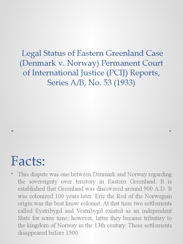 Legal Status of Eastern Greenland Case | PDF | Norway | Greenland