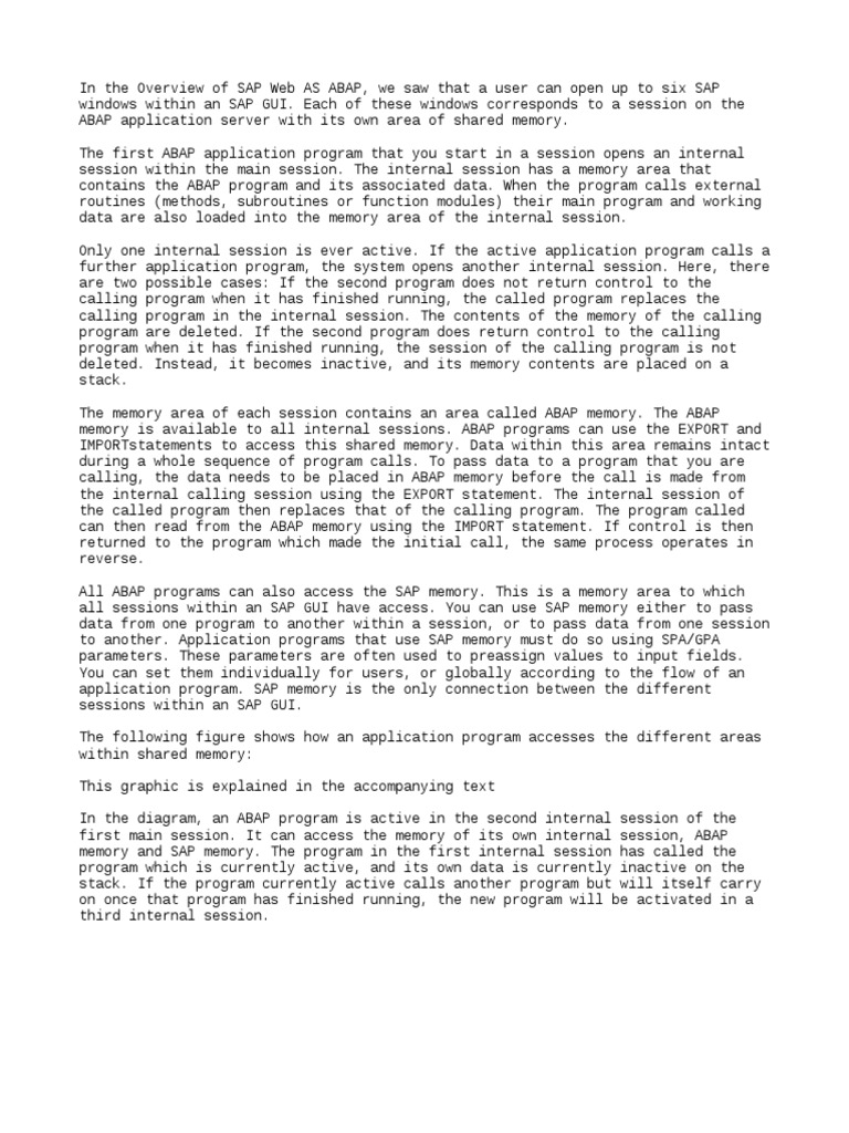 Memory Structures of An ABAP Program and Functions | PDF | Subroutine | System Software