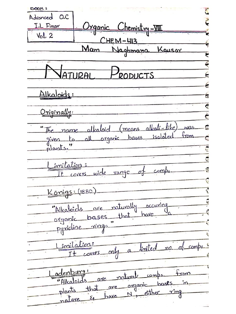 Natural Product Chemistry (Introduction Notes) | PDF