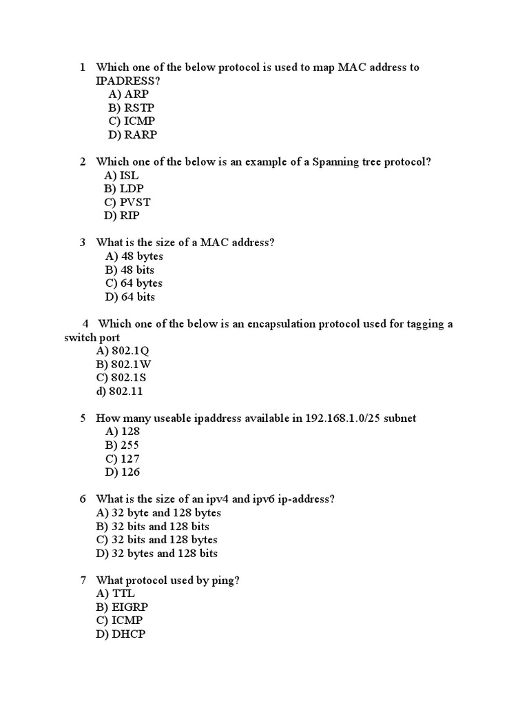 Network Questions | PDF | Computers