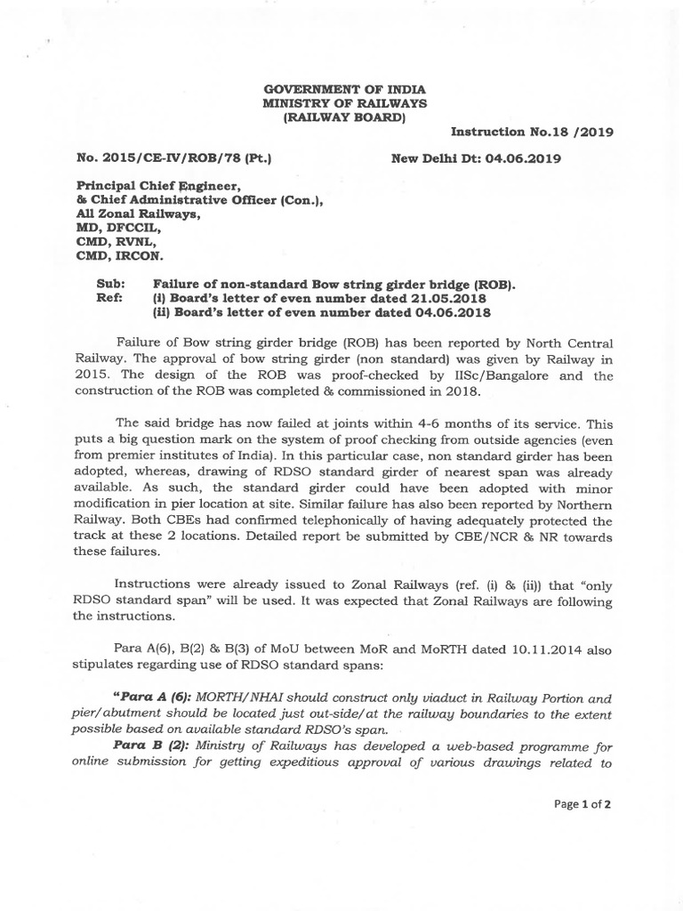 Failure of Non-Standard Bow String Girder Bridge (ROB) | PDF