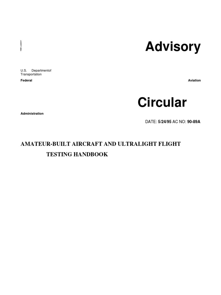 Amateur-Built Aircraft and Ultralight Flight Testing Handbook (FAA 90 ...
