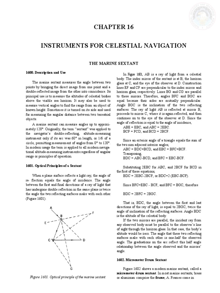 Instruments For Celestial Navigation: The Marine Sextant | PDF ...