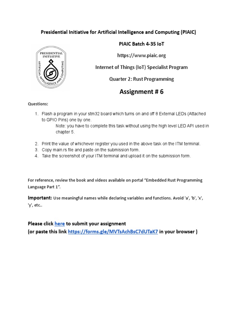 Assignment # 6: Presidential Initiative For Artificial Intelligence and ...