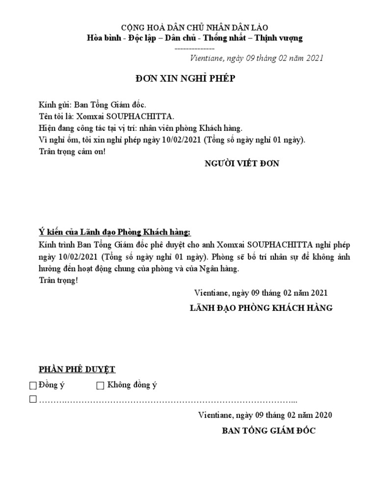 Don Xin Nghi Phep | PDF