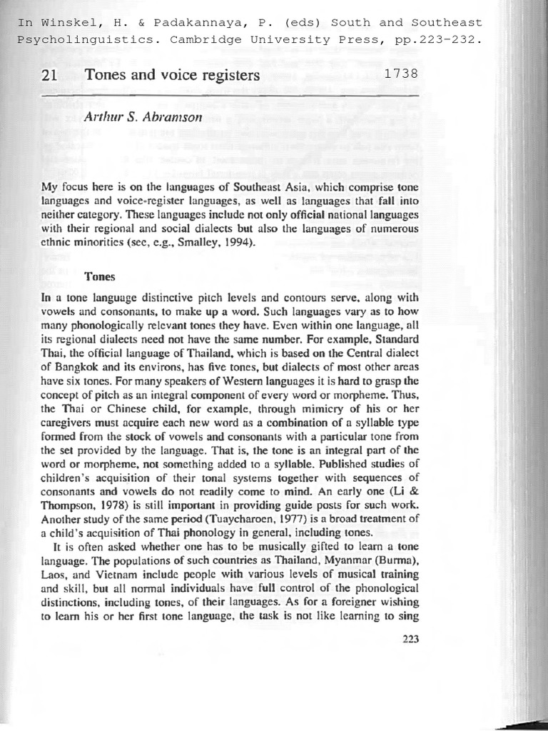 Tones and Voice Registers | Download Free PDF | Tone (Linguistics ...