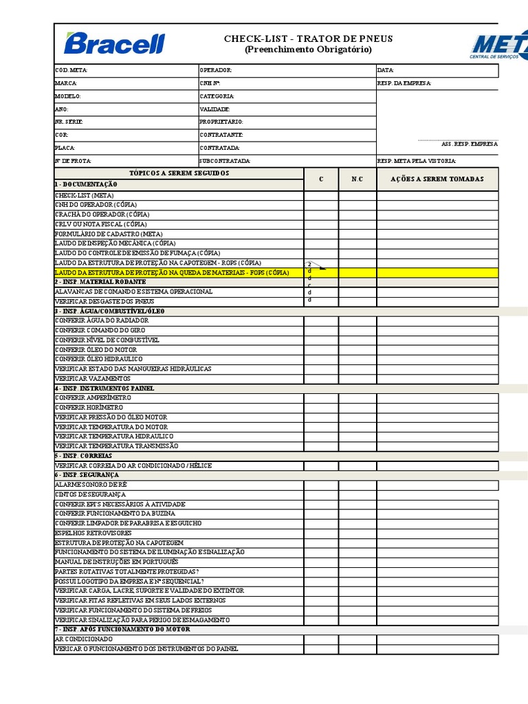 Check-list trator pneus | PDF | Trator | Veículos