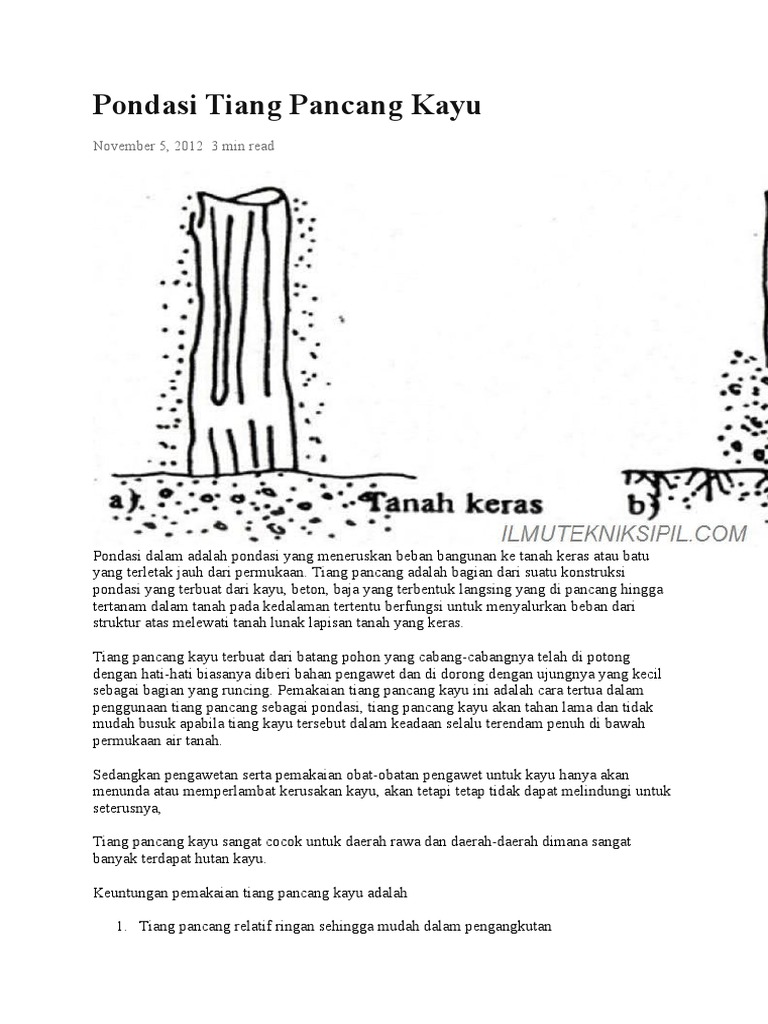 Pondasi Tiang Pancang Kayu | PDF