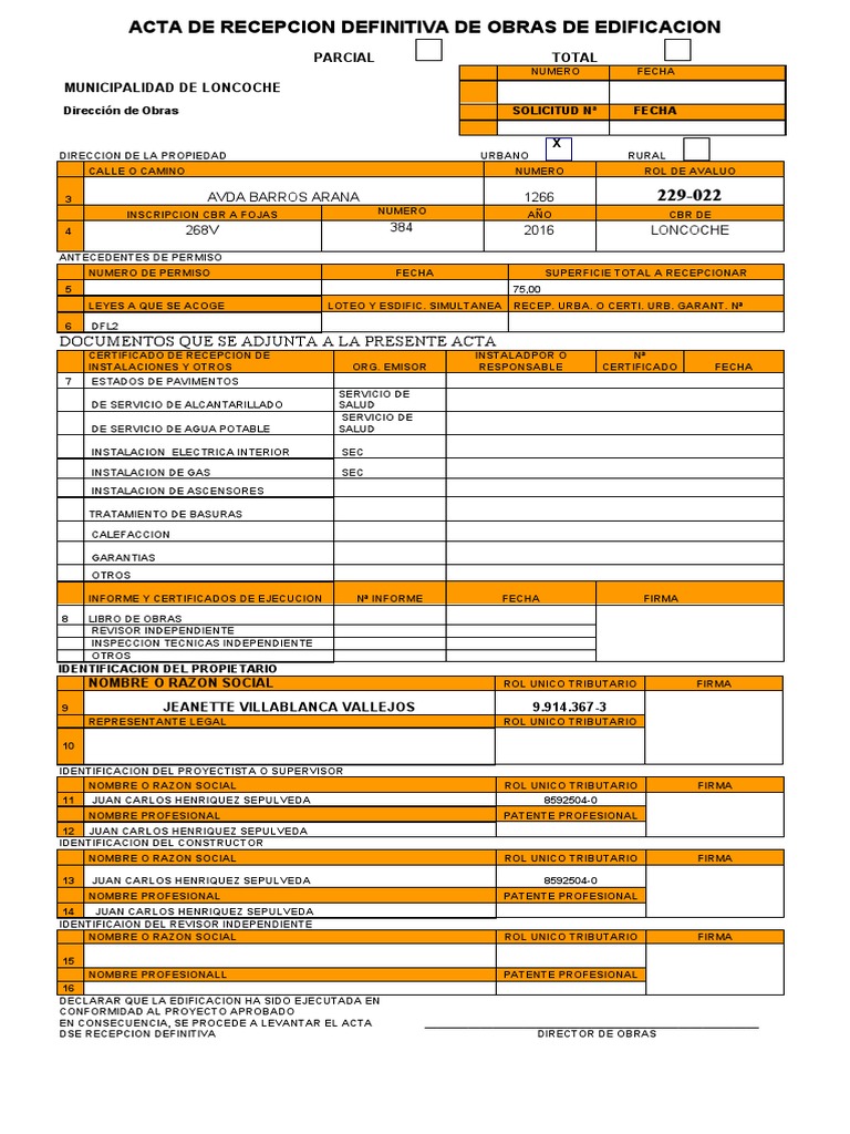 Acta de Recepcion Definitiva de Obras de Edificacion | PDF | Agua y política | Suministro de agua