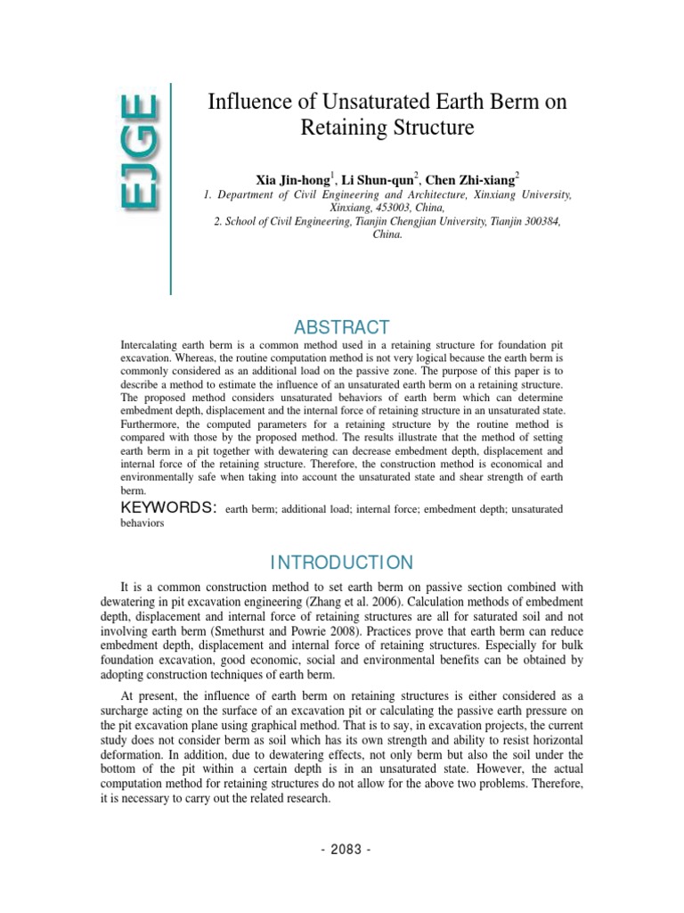 Earth Berm Influence of Retaining Structure | PDF | Geotechnical ...