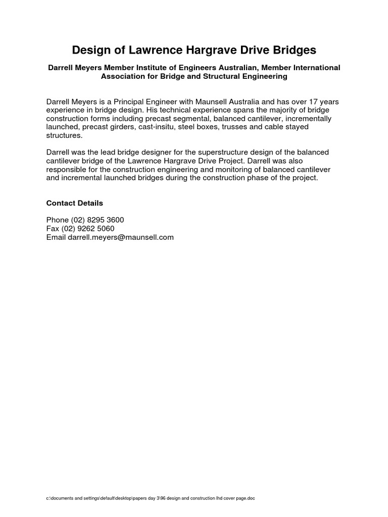 Design of Lawrence Hargrave Drive Bridges | PDF | Deep Foundation | Bridge