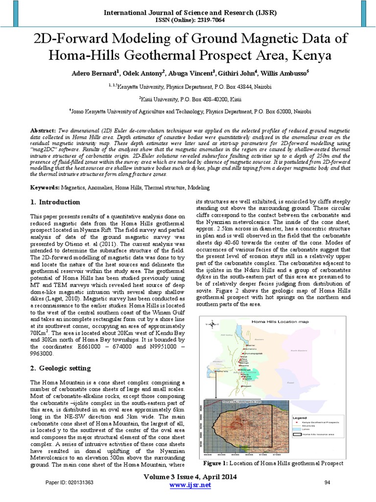 2D-Forward Modeling of Ground Magnetic Data of Homa-Hills Geothermal ...