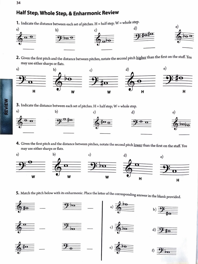 Half Step, Whole Step, Enharmonic Review: - ,..,..-::,9::ielepi:# | PDF ...