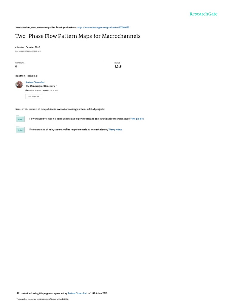 Two-Phase Flow Pattern Maps For Macrochannels: October 2015 | PDF | Fluid Dynamics | Liquids