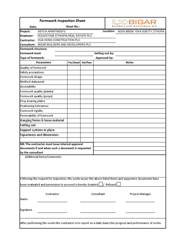 02 Formwork Inspection | PDF