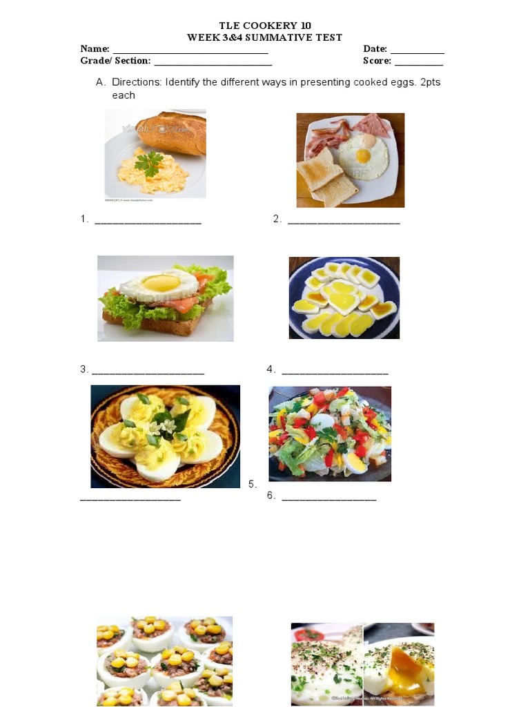 A. Directions: Identify The Different Ways in Presenting Cooked Eggs ...