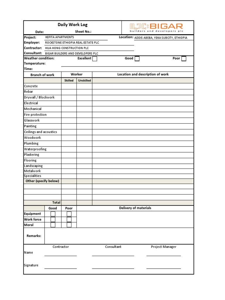 09 Daily Work Log | PDF