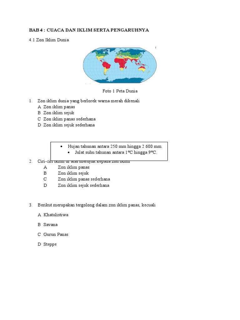 4.1 Zon Iklim Dunia (KUIZ) Skema | PDF