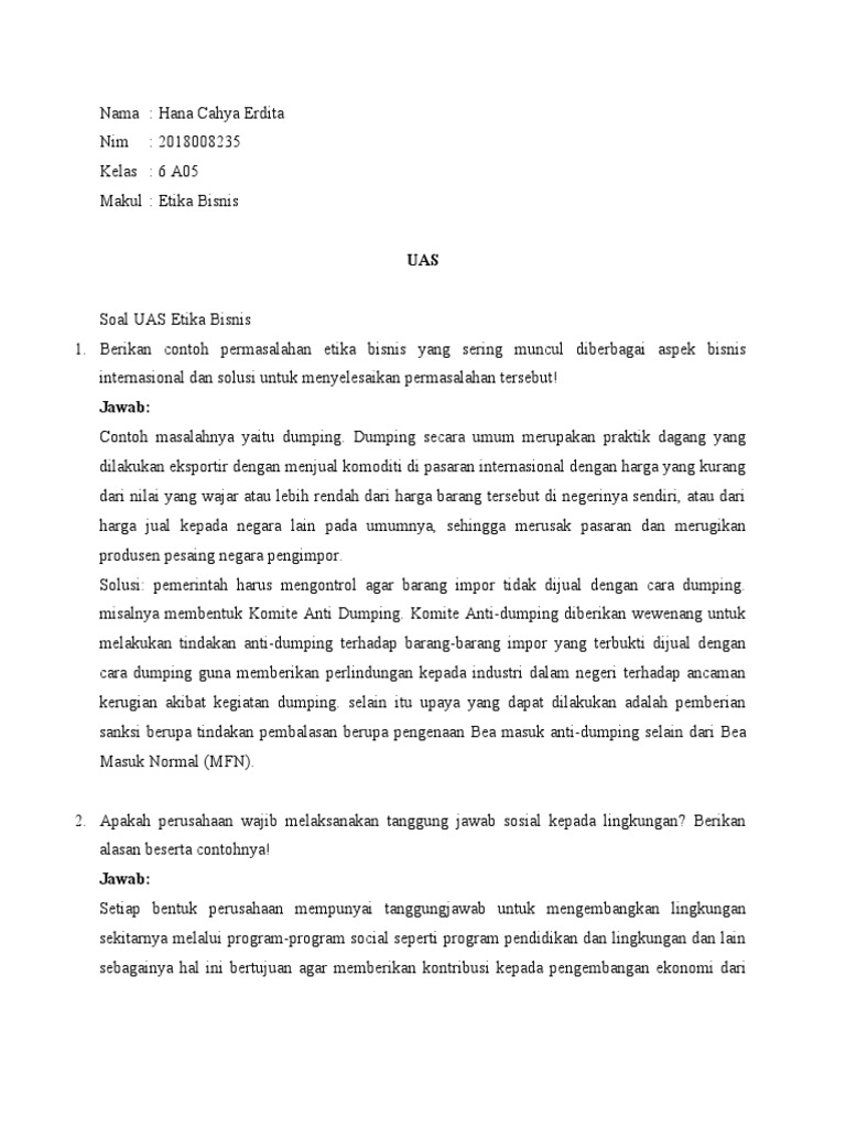 UAS-EBIS-Hana Cahya Erdita-2018008235 | PDF