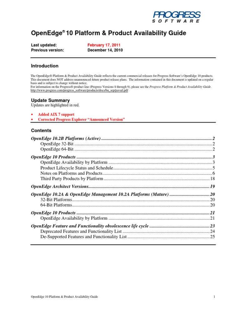 Openedge 10 Availability Guide | PDF | 64 Bit Computing | Operating System
