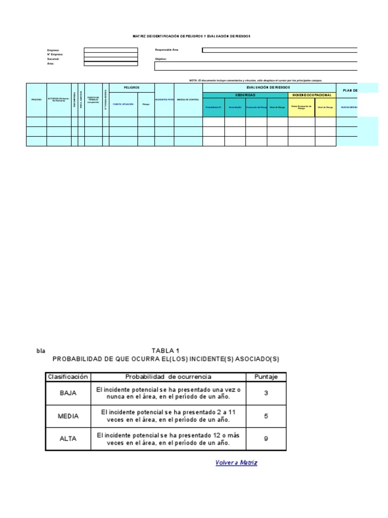 Matriz Iper Modelo Bimc | PDF | Microsoft Excel | Seguridad y salud ...