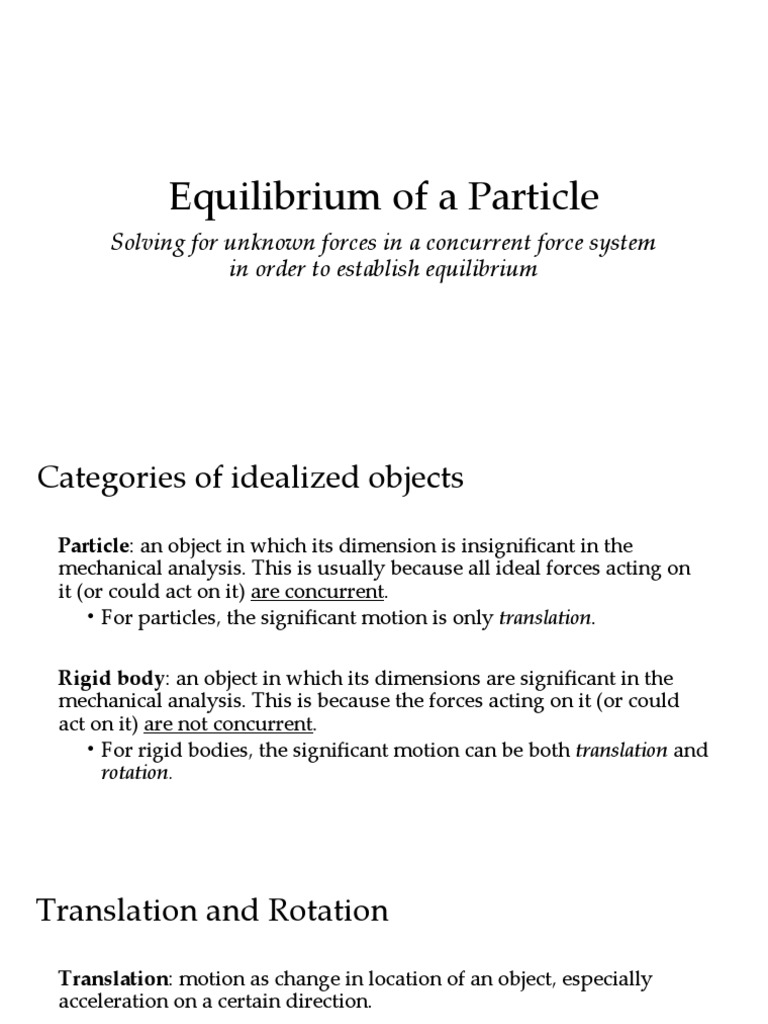 2 Equilibrium Of Particle In 2d Pdf Force Acceleration