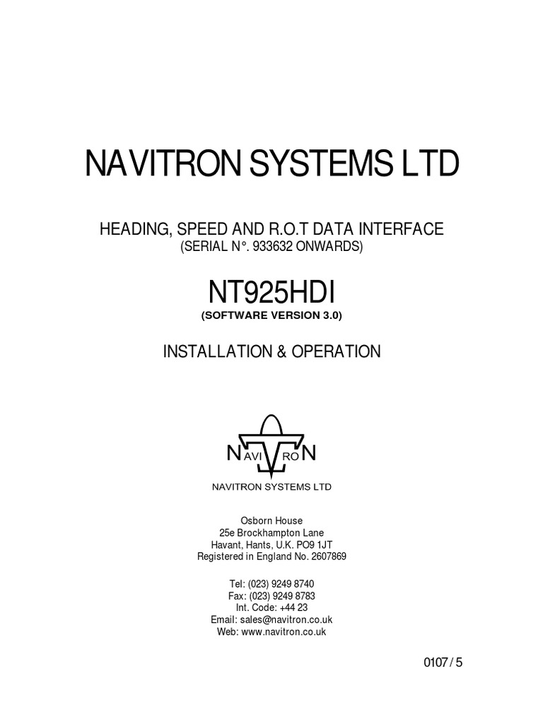 Navitron Systems LTD: NT925HDI | PDF | Input/Output | Power Supply