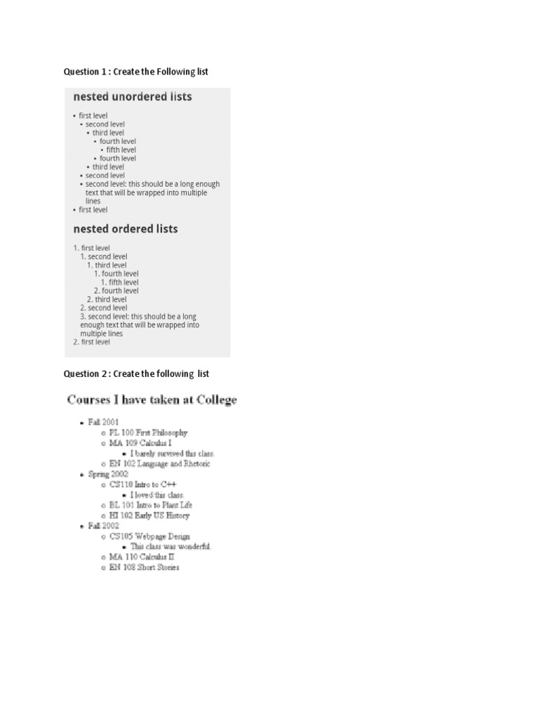 Assignment On Ol Ul | PDF