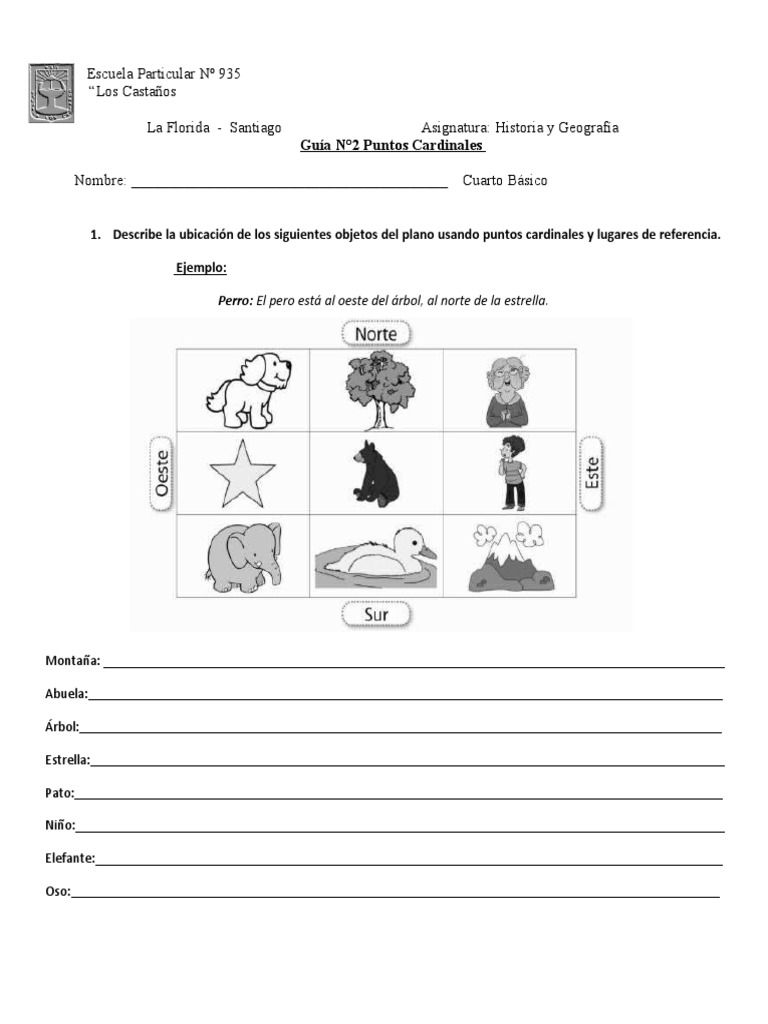 Guía de Puntos Cardinales para Niños | PDF | Artes del Lenguaje y ...