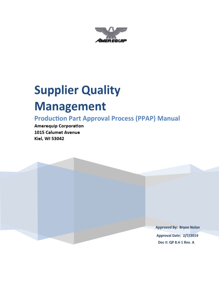 Supplier Quality Management: Production Part Approval Process (PPAP ...