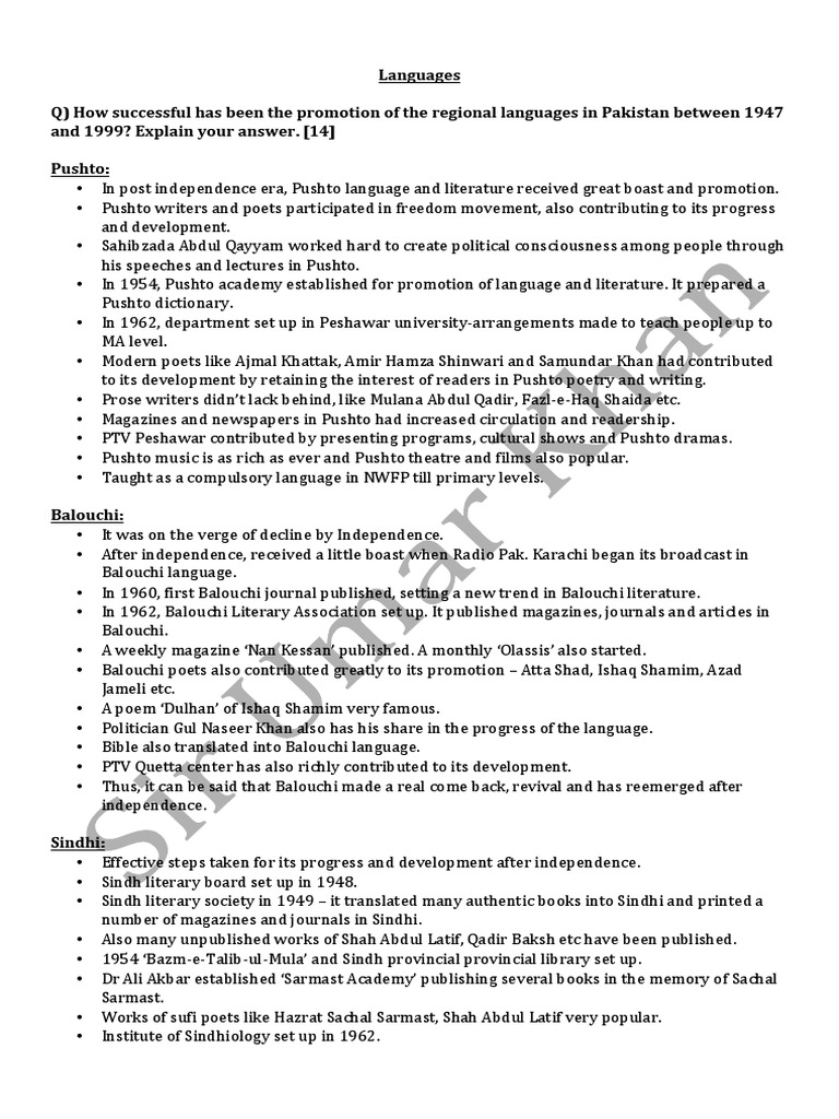 Languages Q) How Successful Has Been The Promotion of The Regional ...